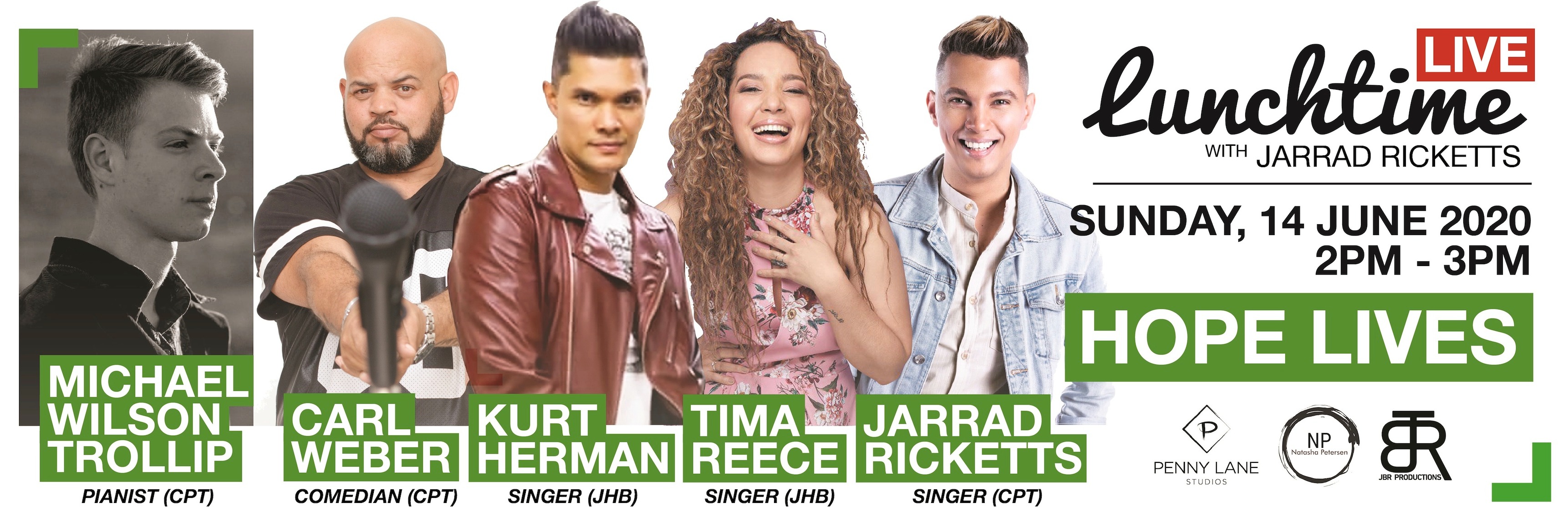 Book tickets for Lunchtime Live with Jarrad Ricketts - HOPE LIVES ...