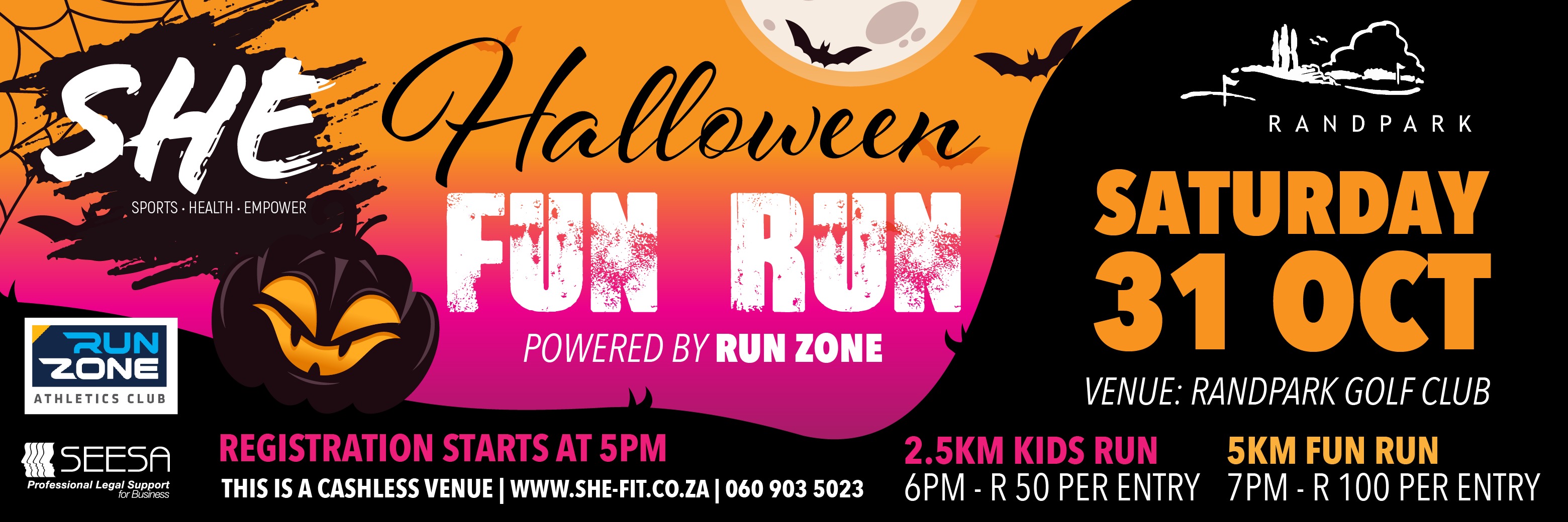 Book tickets for SHE Halloween Fun Run - Powered by RUN ZONE