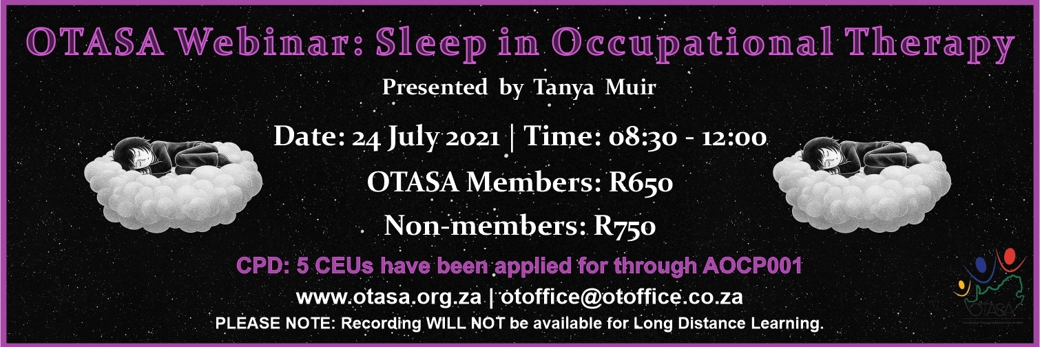 Book tickets for OTASA Webinar: Sleep in Occupational Therapy