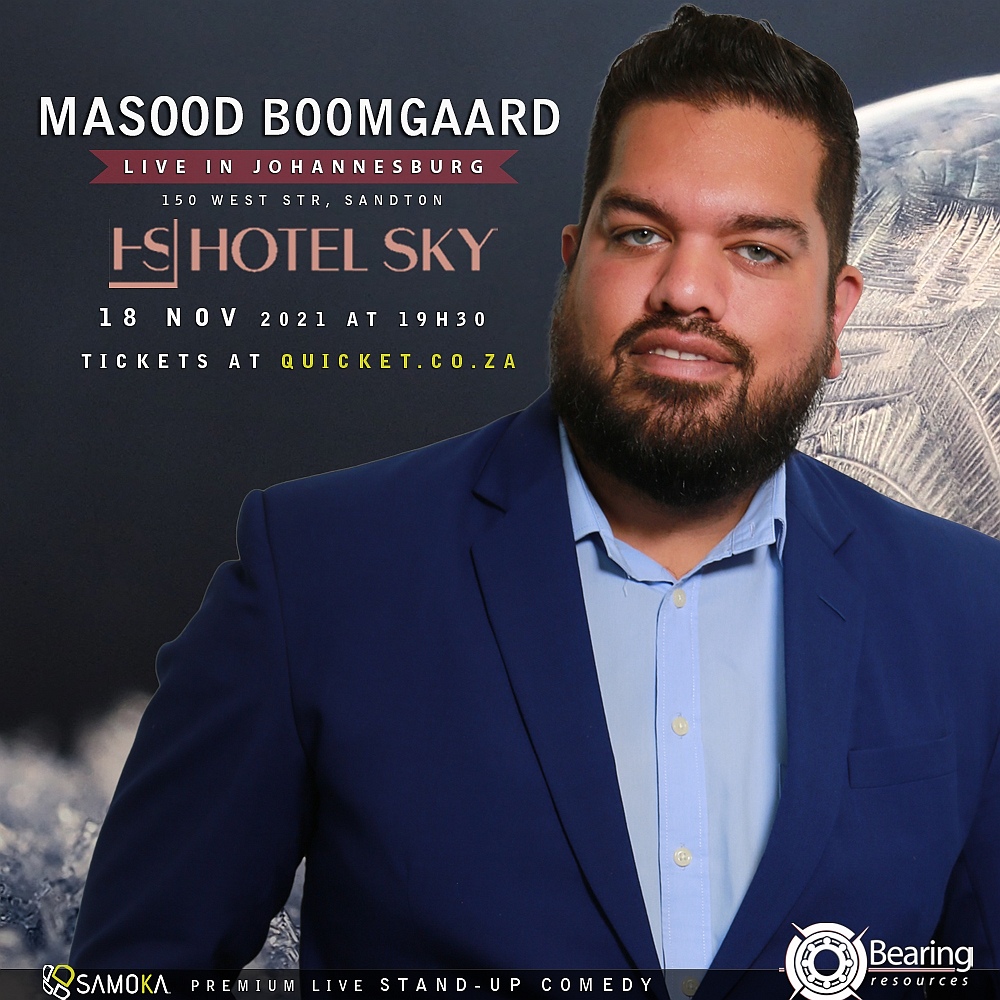 Book tickets for Masood Boomgaard LIVE at Hotel Sky, Sandton - 18 Nov 2021