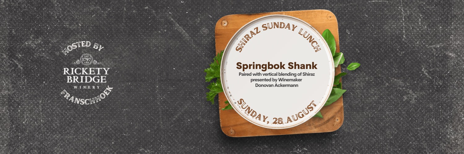 Book tickets for Shiraz Sunday Lunch & Tasting at Rickety Bridge Winery