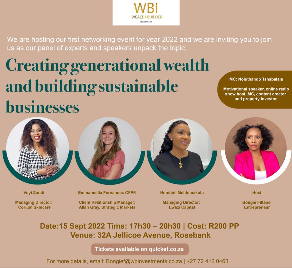 Book tickets for Wealth Builder Investments Networking Event