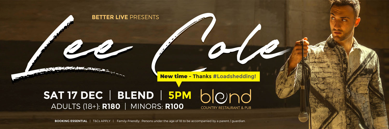 Book tickets for LEE COLE live in Knysna - TICKETS AVAILABLE AT THE GATE