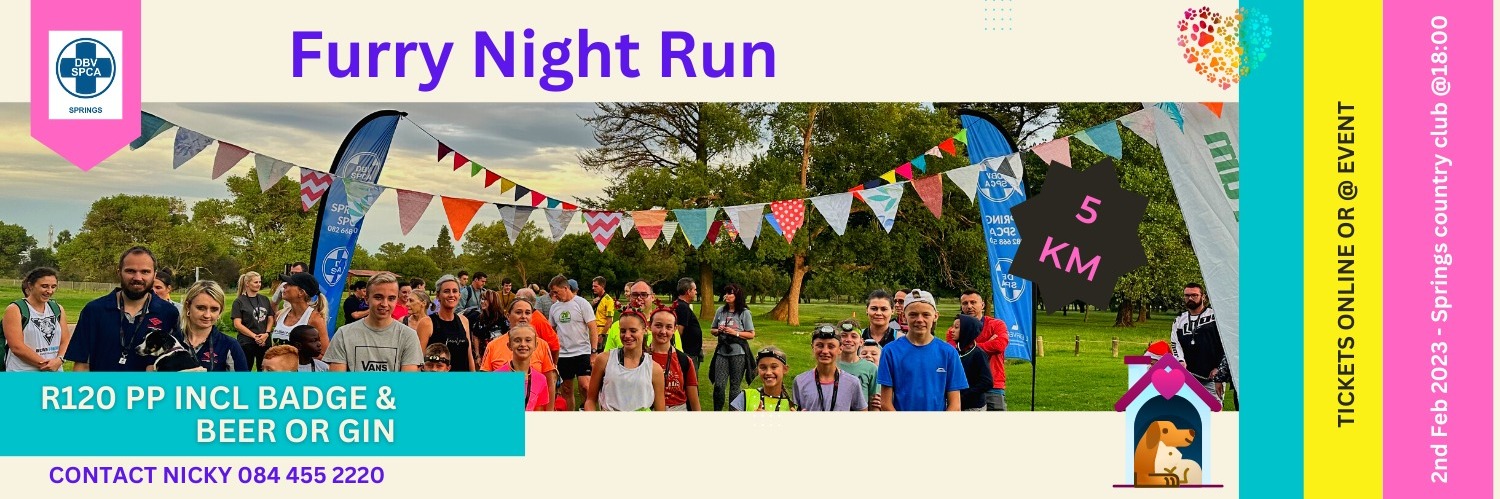Book tickets for Springs SPCA furry night run