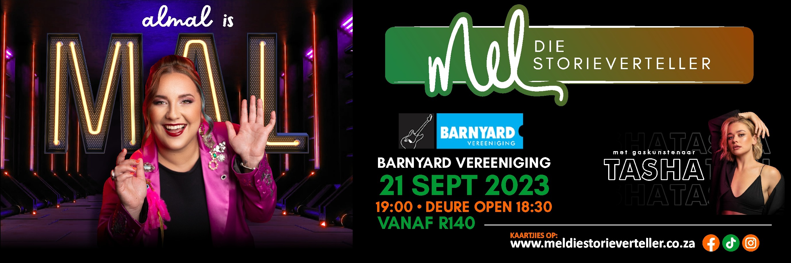 Book tickets for Mel die Storieverteller - Almal is Mal - Vereeniging