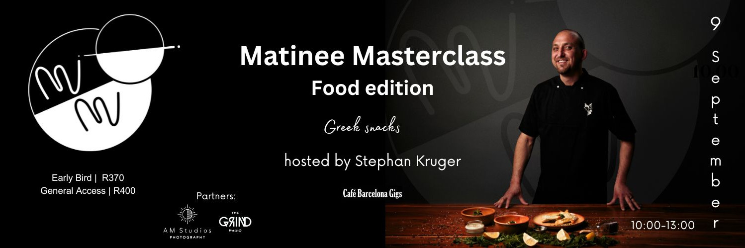 Book tickets for Greek snacks with Chef Stephan Kruger