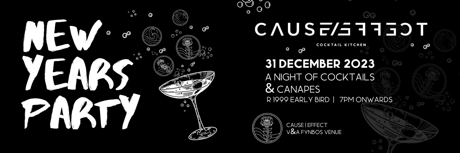 Book tickets for New Years party at Cause Effect Cocktail Bar V&A