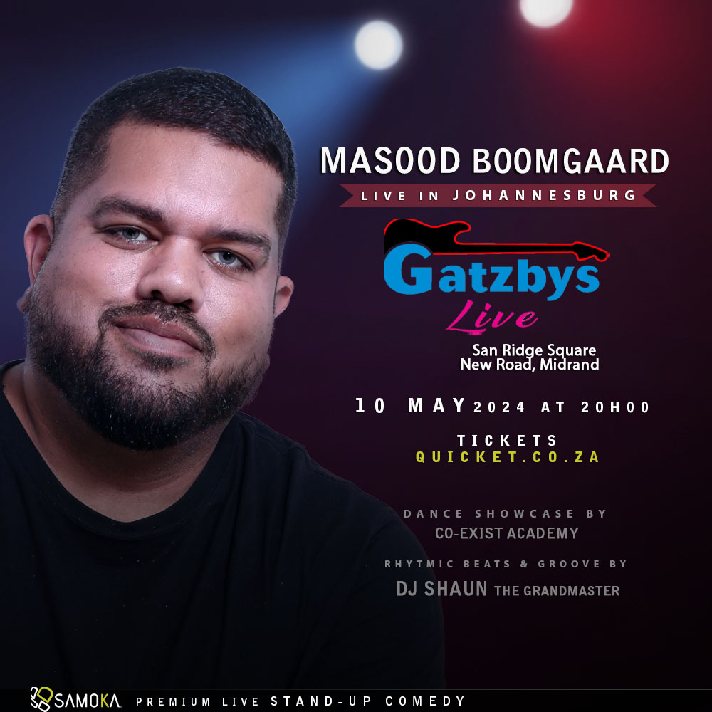 Book tickets for Masood Boomgaard LIVE in Johannesburg at Gatzbys LIVE ...