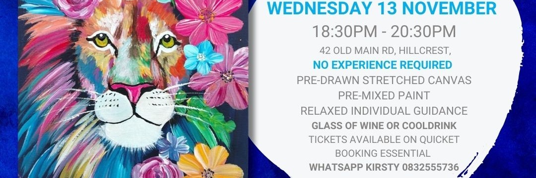 Book tickets for Passion Paint and Sip - Lion in Wildflowers
