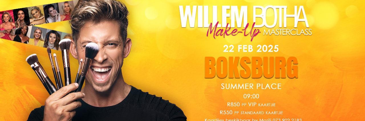 Book tickets for Willem Botha Make Up Masterclass @ Boksburg