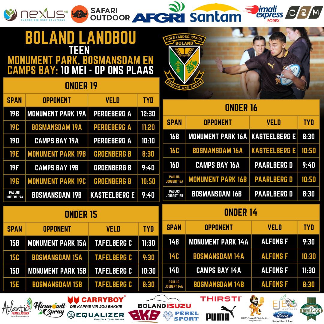 Book tickets for Boland Landbou VS Monument Park, Bosmansdam & Camps Bay