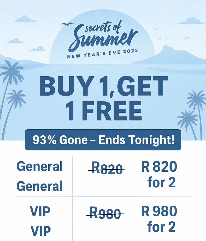 Book tickets for Secrets of Summer New Year’s Eve, Cape Town