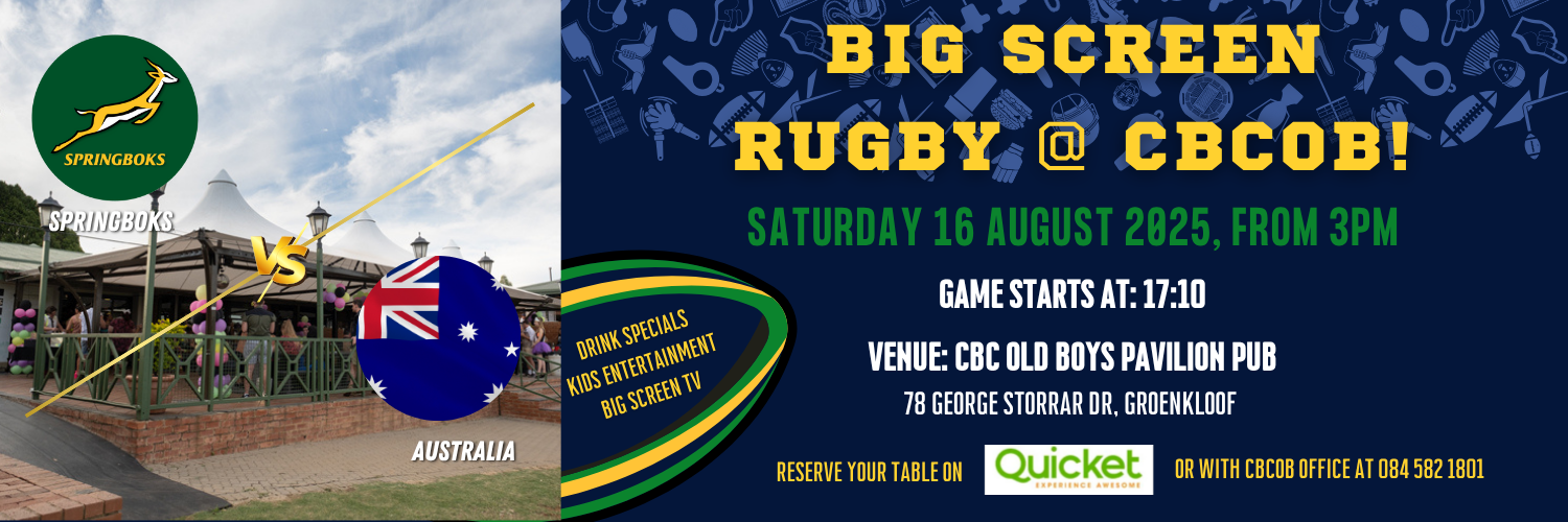 Book tickets for Big Screen Rugby @ CBCOB! August edition