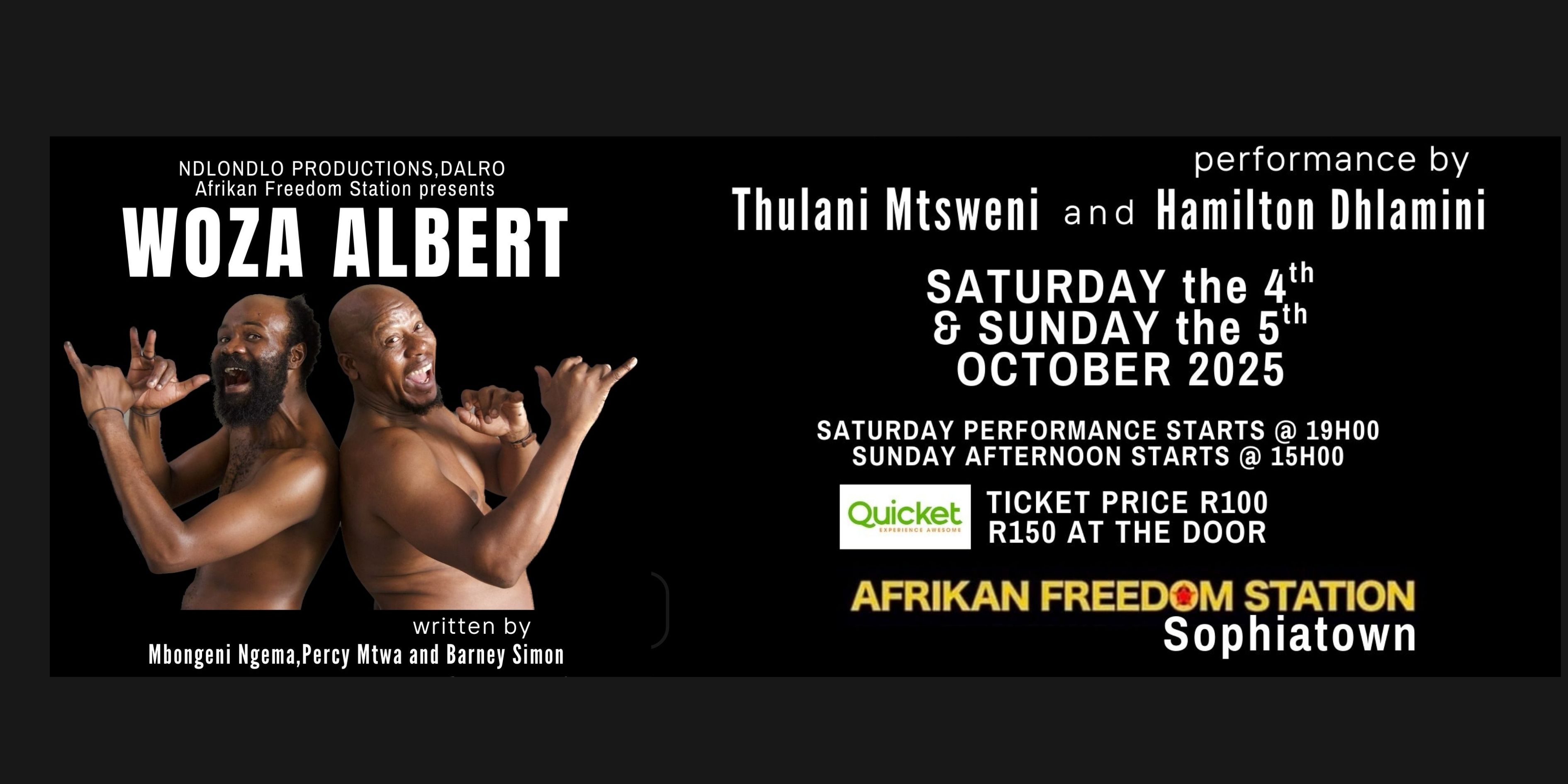 Book tickets for WOZA ALBERT!