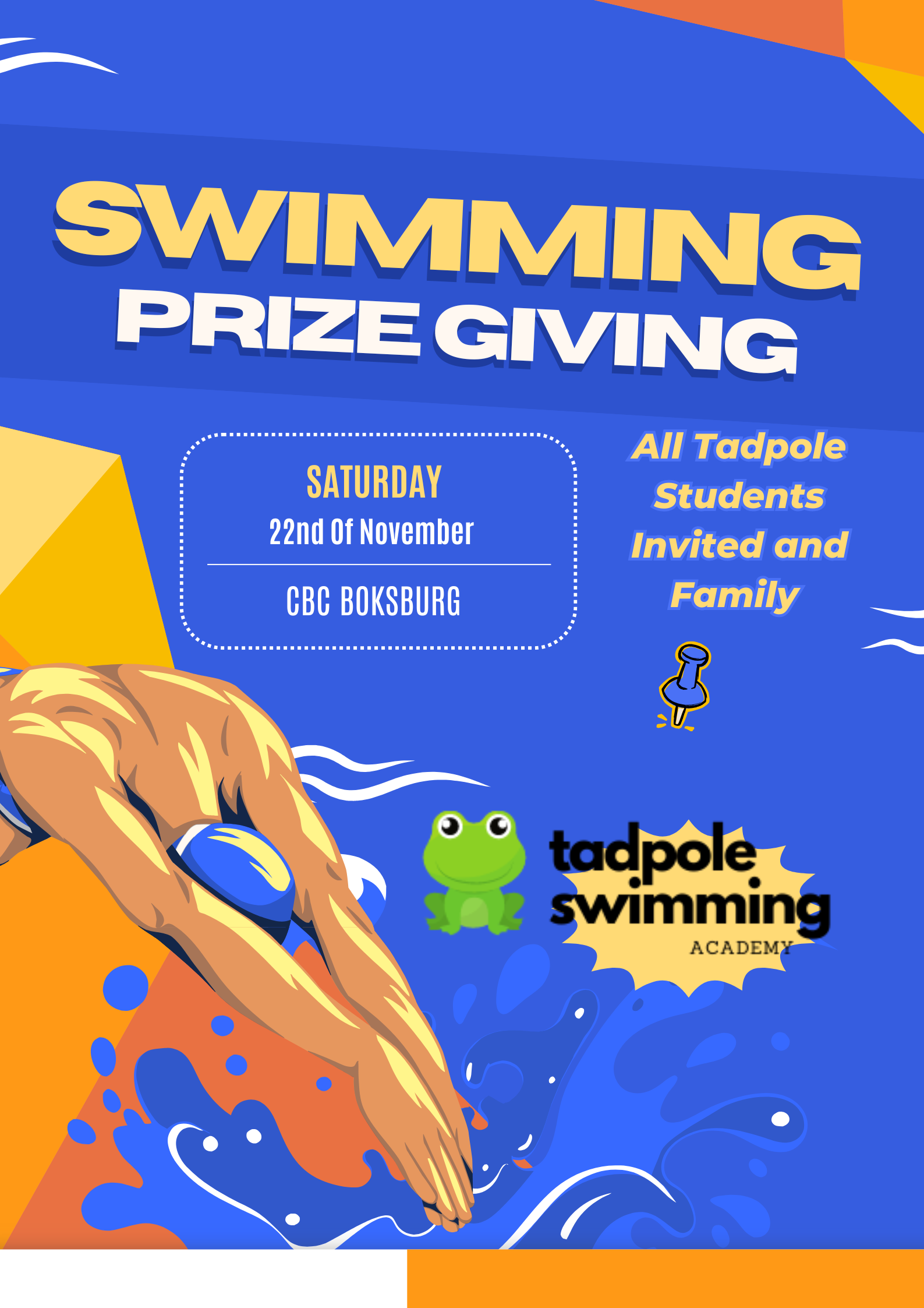 Book tickets for Tadpole swimming Academy Prize Giving