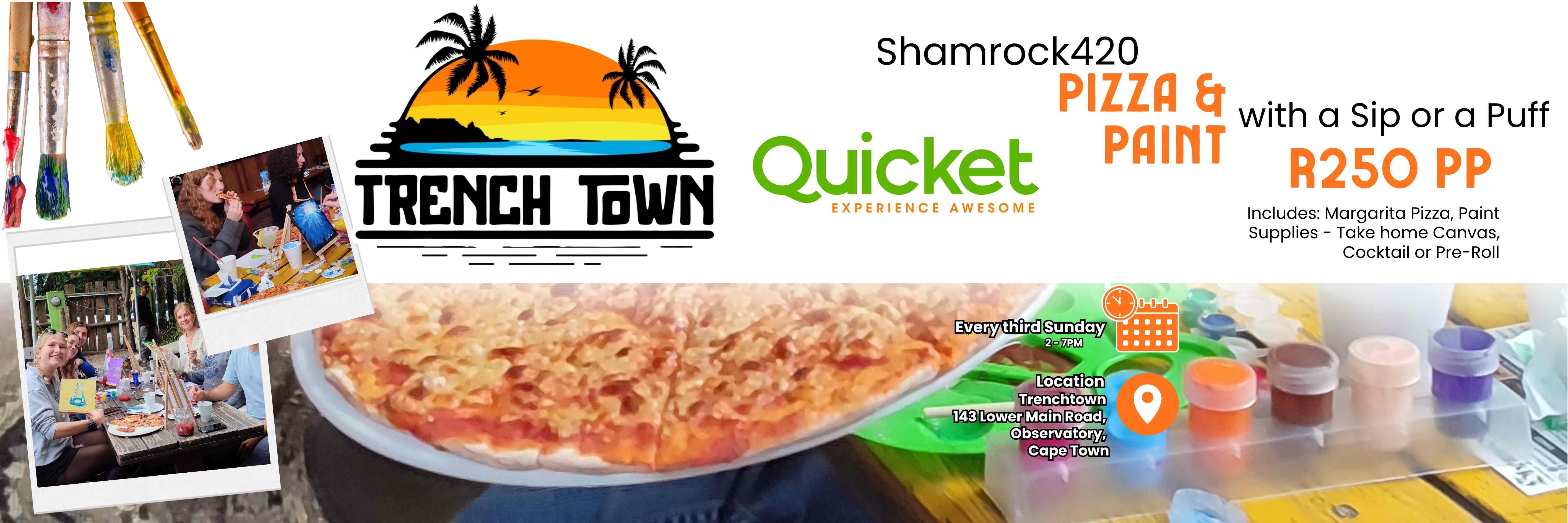 Book tickets for Paint & Pizza with a Puff or a Sip at Trenchtown ...