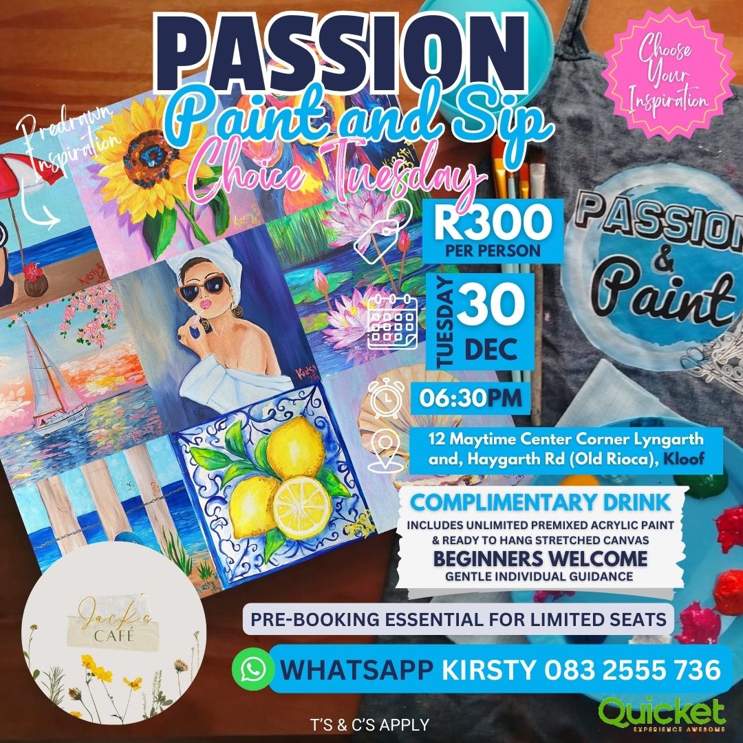 Book tickets for Passion Paint and Sip - Choice Tuesday